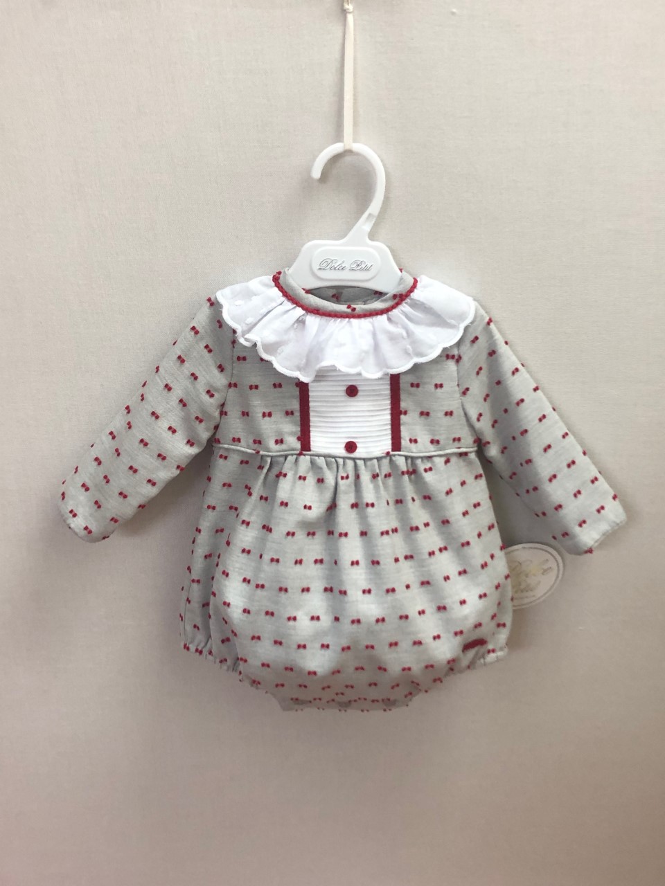 DOLCE PETIT Pelele gris bodoque rojo DOLCE PETIT